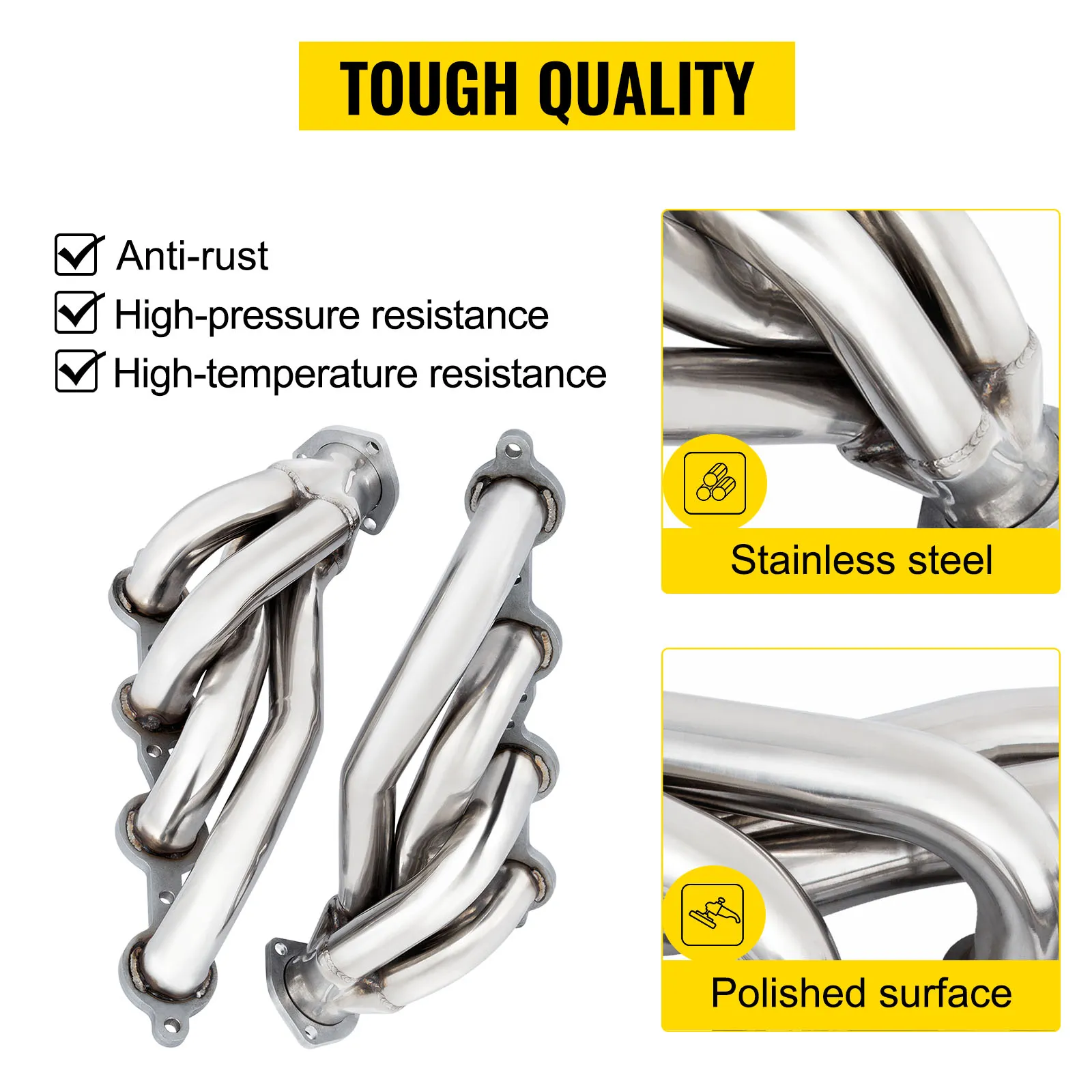 VEVOR Exhaust Header Set 1 5/8" Exhaust Turbo Headers Stainless Steel ...