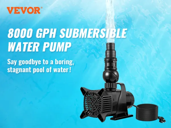 VEVOR Submersible Water Pump 8000GPH Pond Pump 26FT 530W for Waterfall ...