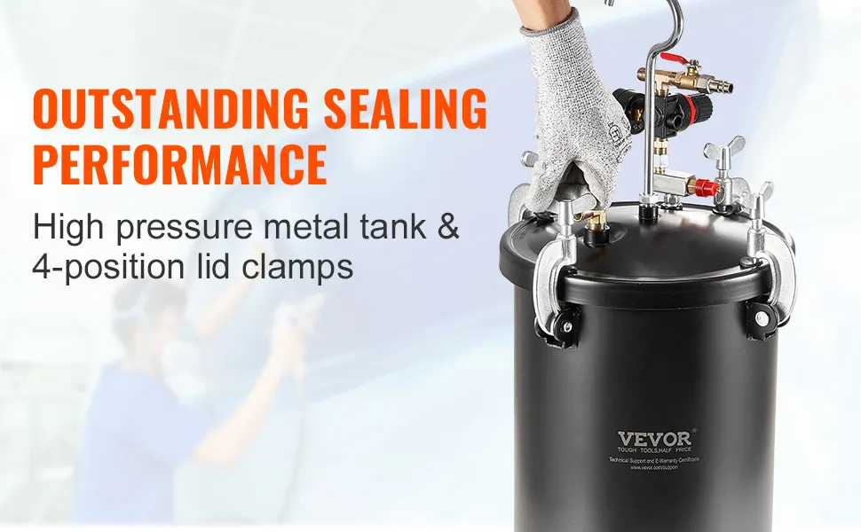VEVOR Spray Paint Pressure Pot, 15L/3.75gal Pressure Pot Tank, 60 psi ...