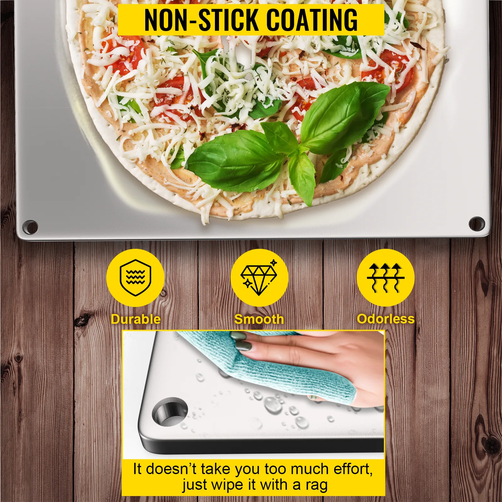 VEVOR Steel Pizza Stone, Solid Steel Baking Steel, 16" x 14" Steel ...