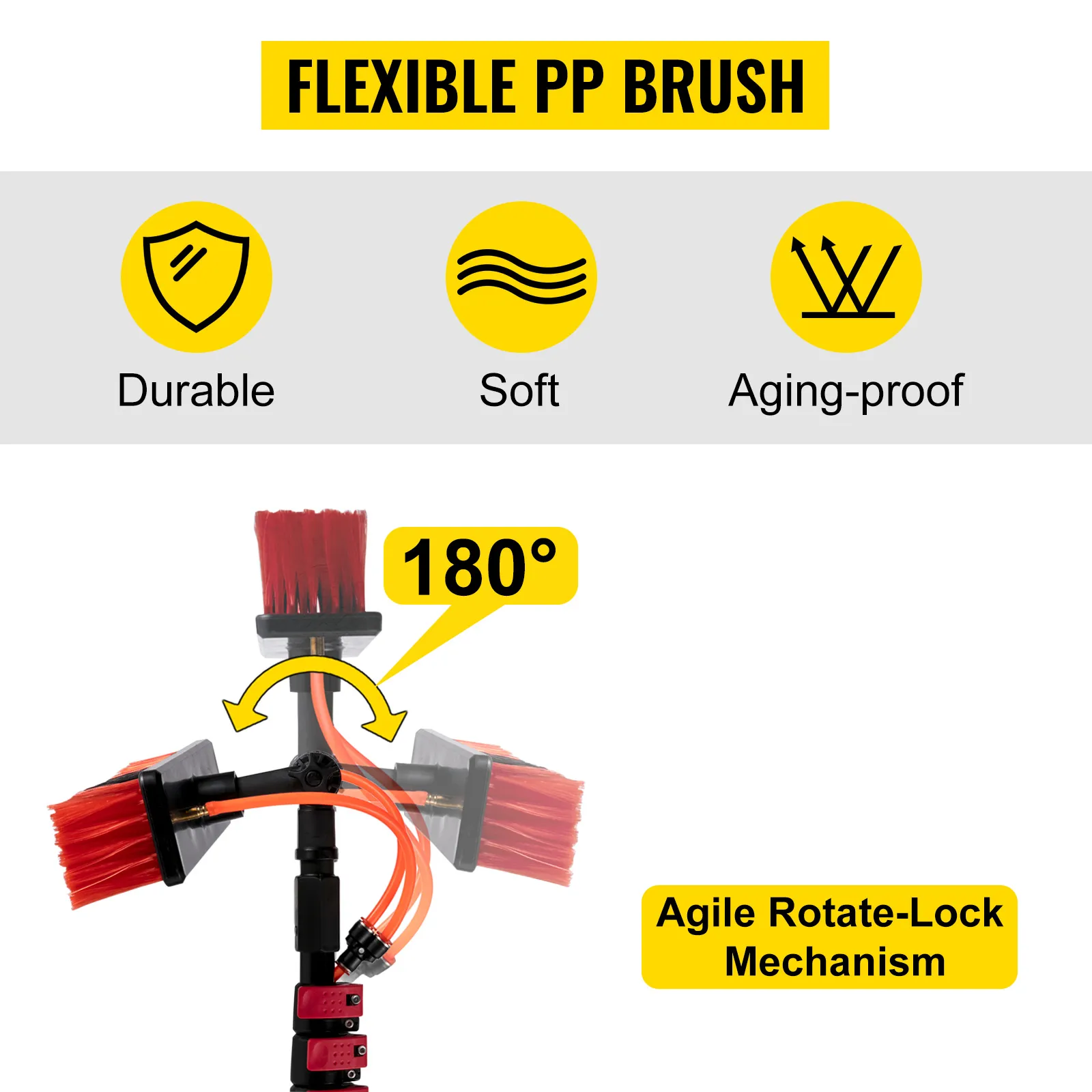 VEVOR Water Fed Pole Kit, 20ft Length Water Fed Brush, 6m Water Fed ...