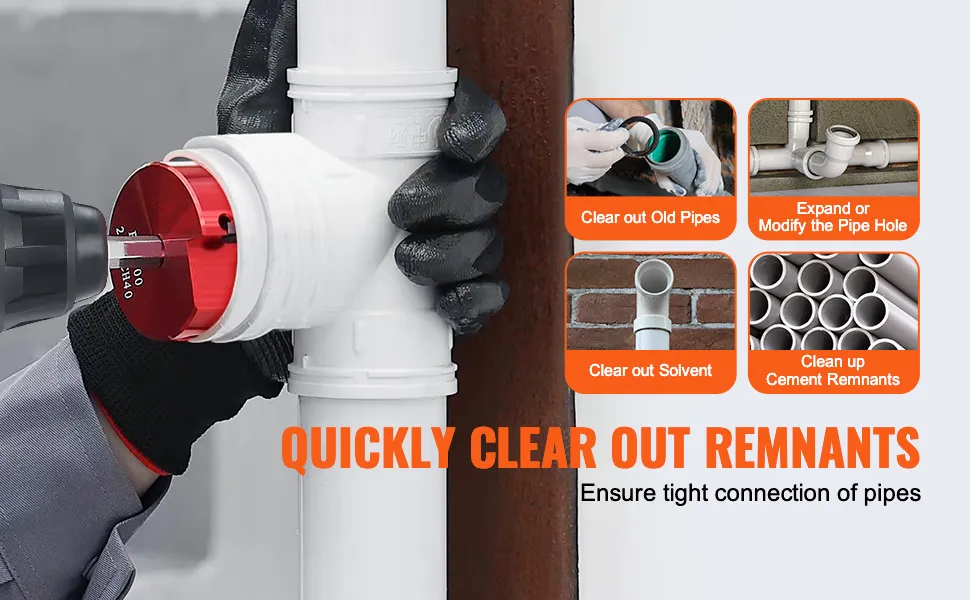 VEVOR 6Pcs PVC Pipe Reamer Kit, Plastic Pipe Fitting Socket Saver Kit ...