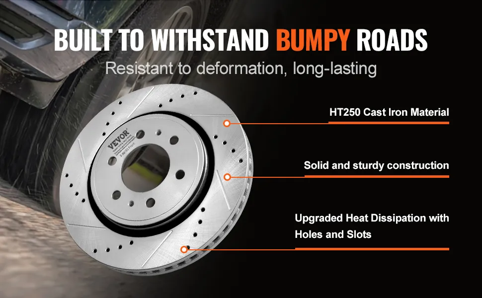 VEVOR Drilled Slotted Front&Rear Brake Rotors Pads Kit for 2012-2020 ...