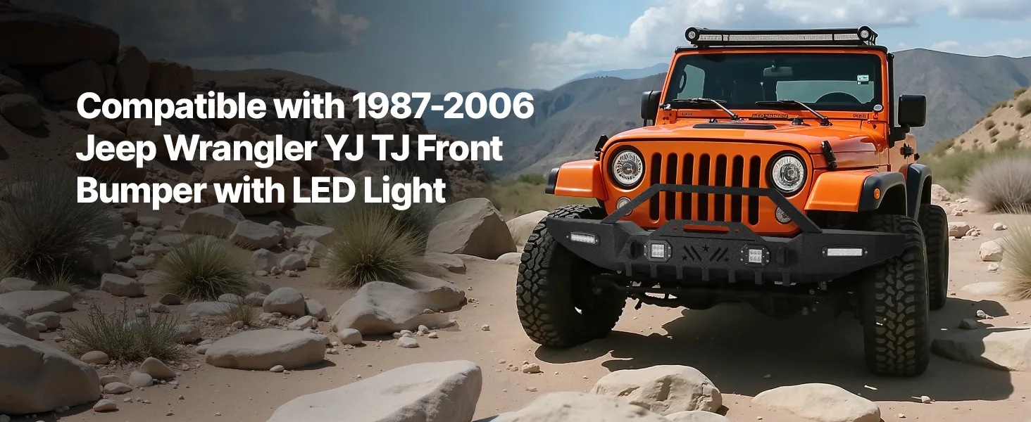 VEVOR Jeep Wrangler YJ Front Bumper – 1987 to 2006, 2 PCS