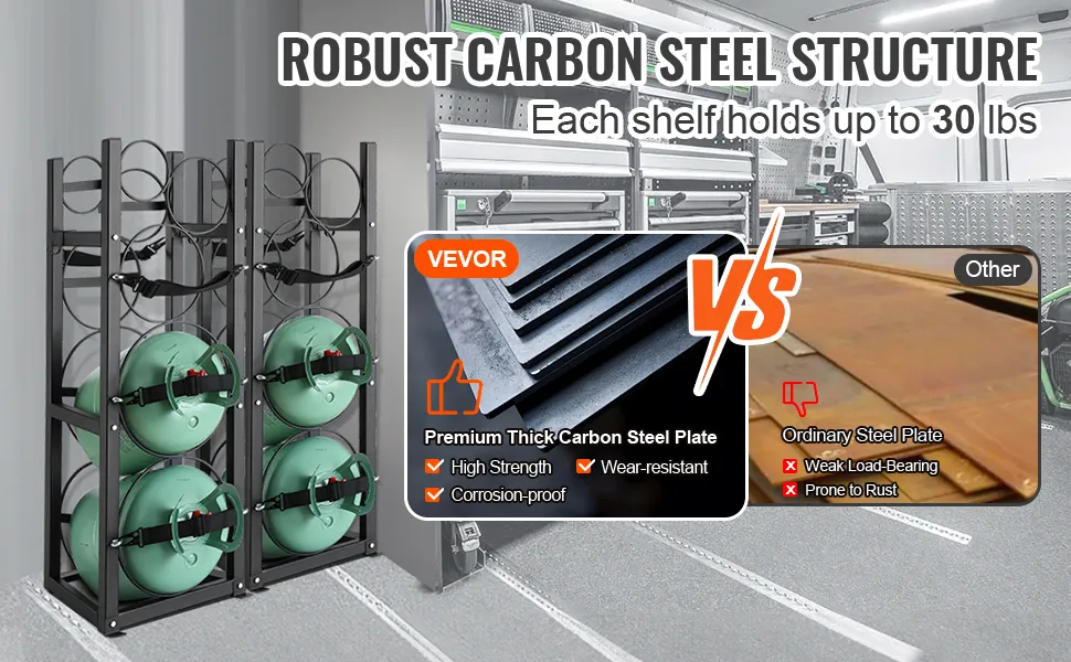 VEVOR Refrigerant Tank Rack, with 2 x 30lbs and Other 3 Small Bottle ...