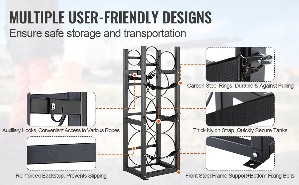 VEVOR Refrigerant Tank Rack, with 2 x 30lbs and Other 3 Small Bottle ...