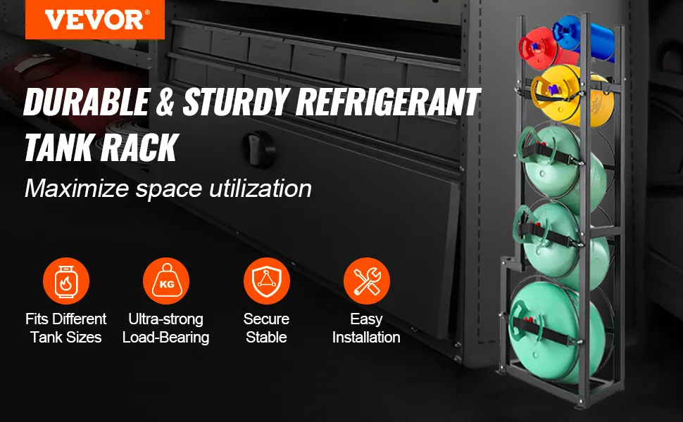 VEVOR Refrigerant Tank Rack, with 1 x 50lb, 2 x 30lb and Other 3 Small ...