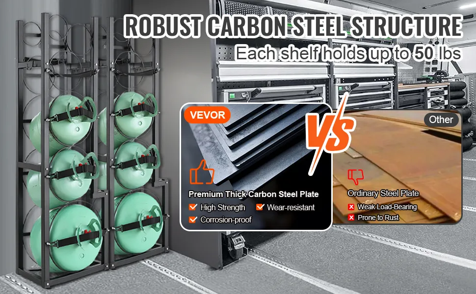 VEVOR Refrigerant Tank Rack, with 1 x 50lb, 2 x 30lb and Other 3 Small ...