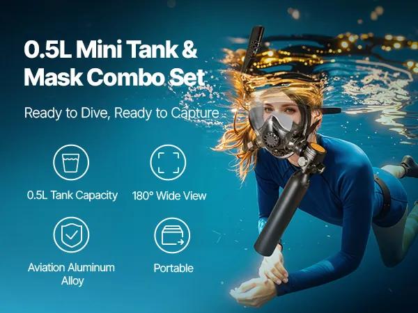 VEVOR Scuba Tank, 0.5L Portable Scuba Diving Tank, Diving Oxygen ...