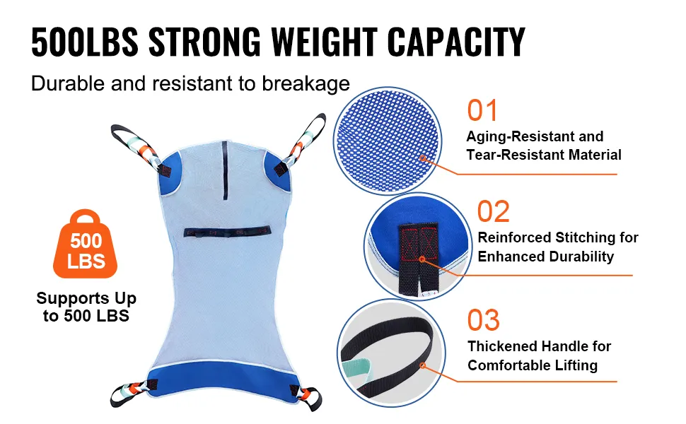 VEVOR Universal Full Body Patient Lift Sling Large Transfer Sling 500LB ...