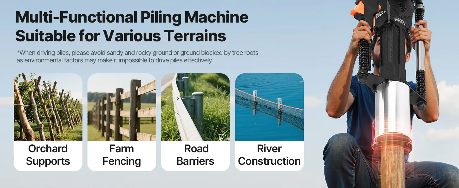 Gas Powered T Post Driver 4 Stroke Engine Heavy Duty Fence Pounder ...