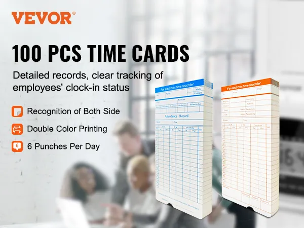 VEVOR Time Cards, Monthly Timesheets 100 pcs, 6 Columns Two-sided ...