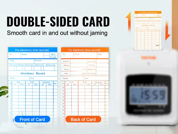 VEVOR Time Cards, Monthly Timesheets 100 pcs, 6 Columns Two-sided ...