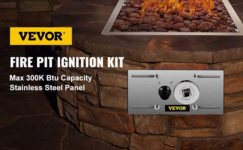 VEVOR Fire Pit Gas Burner Spark Ignition Kit, 300K BTU Fire Pit ...