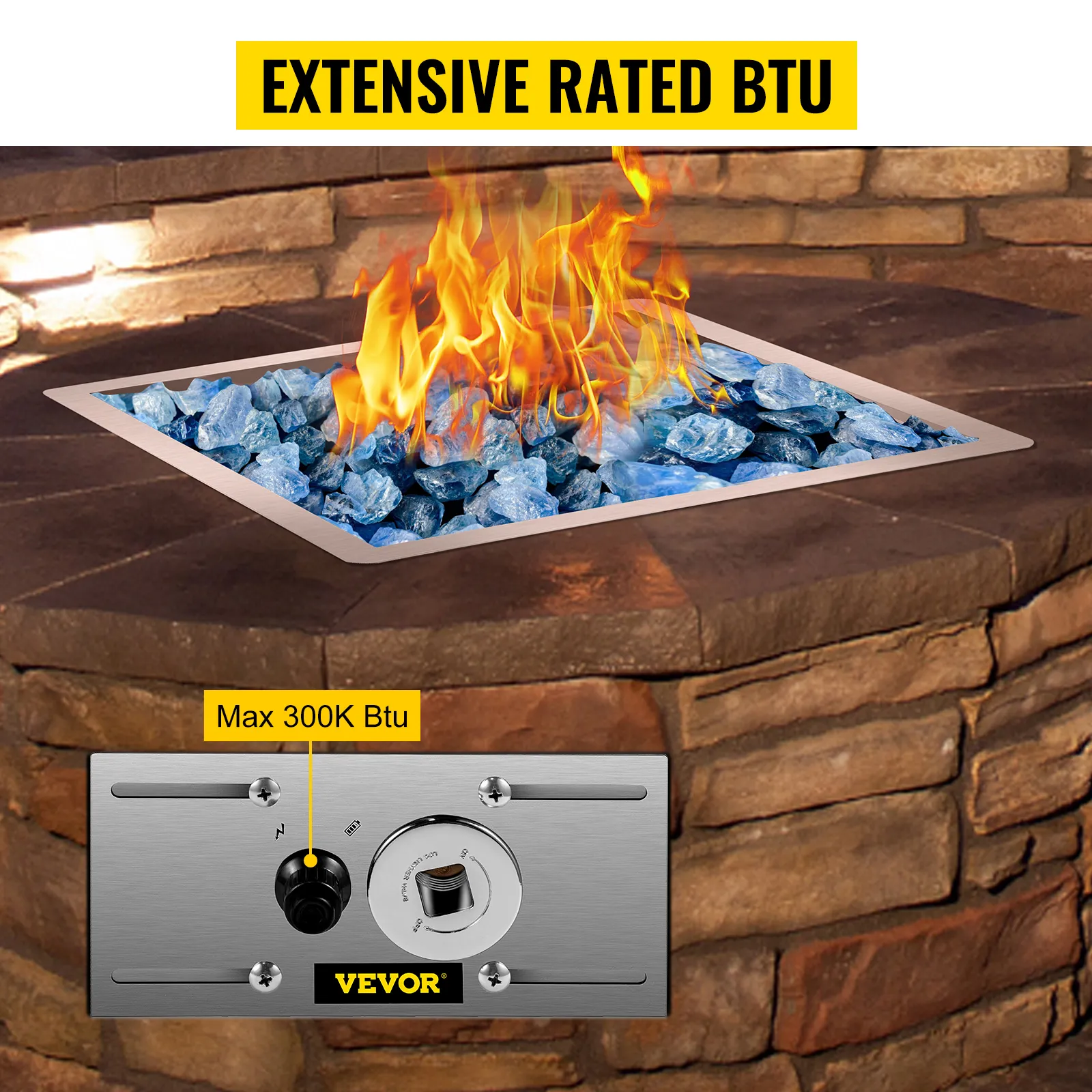 VEVOR Fire Pit Gas Burner Spark Ignition Kit, 300K BTU Fire Pit ...