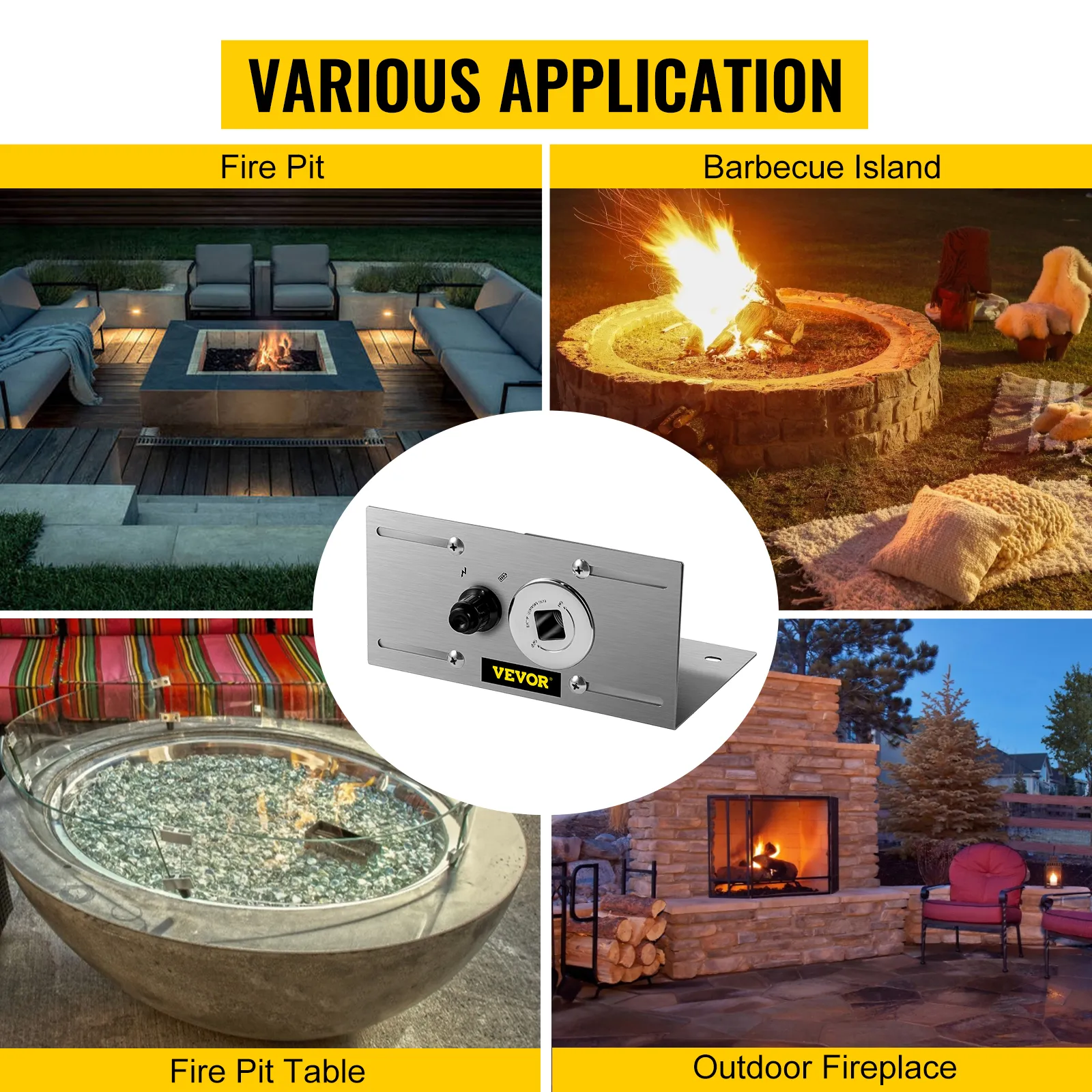 VEVOR Fire Pit Gas Burner Spark Ignition Kit, 300K BTU Fire Pit ...