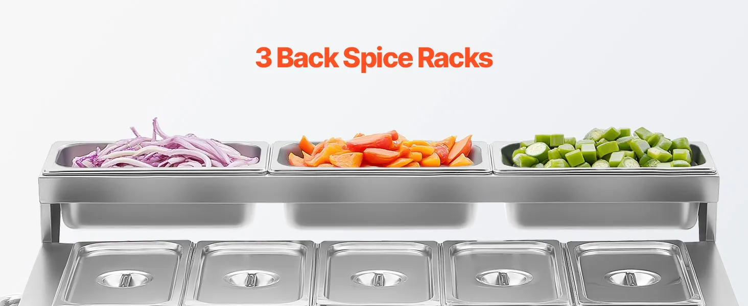 VEVOR Commercial Propane Steam Table, 5 Food Pans & 3 Condiment Pans ...