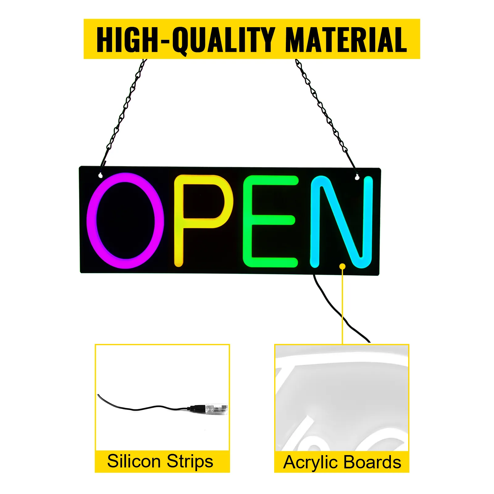 VEVOR LED Open Sign, 20" x 7" Neon Open Sign for Business, Adjustable ...