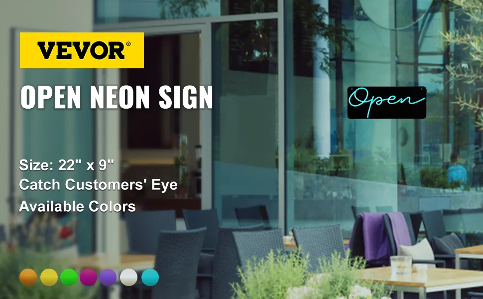 VEVOR LED Open Sign, 22" x 9" Neon Open Sign for Business, Multiple ...