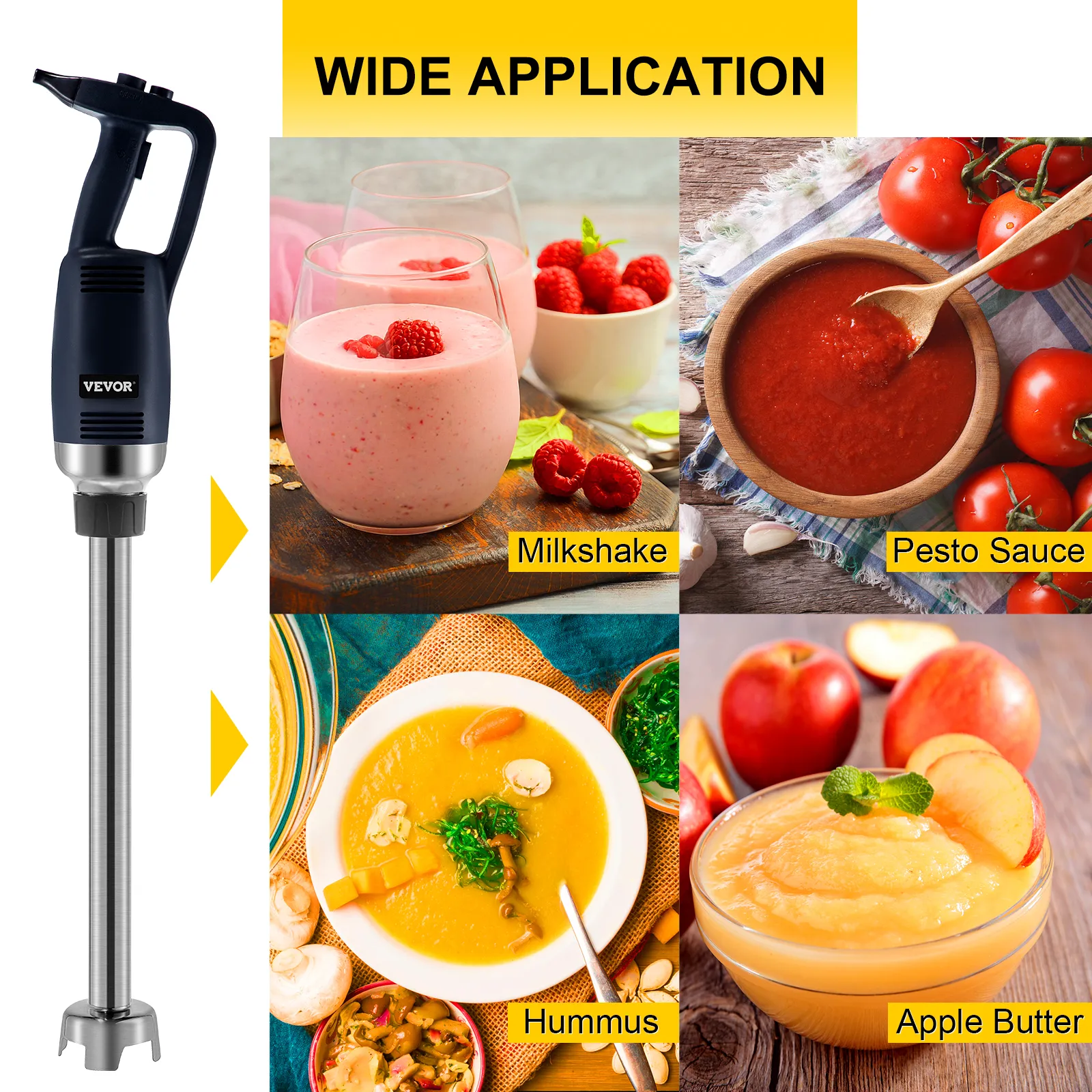 VEVOR Commercial Immersion Blender Variable Speed Heavy Duty Immersion ...