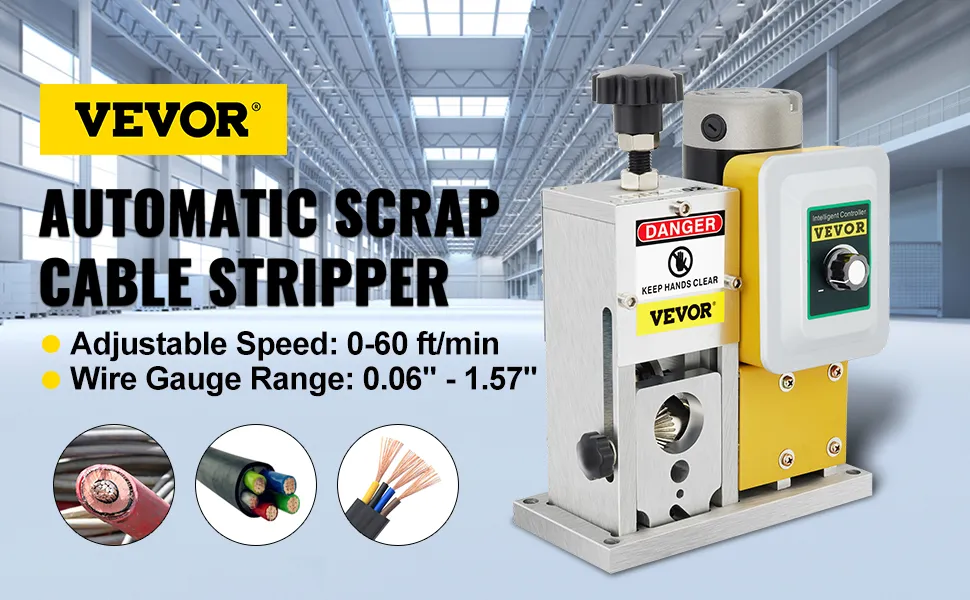 VEVOR Electric Wire Stripping Machine, Adjustable Speed, 0.06"-1.57 ...