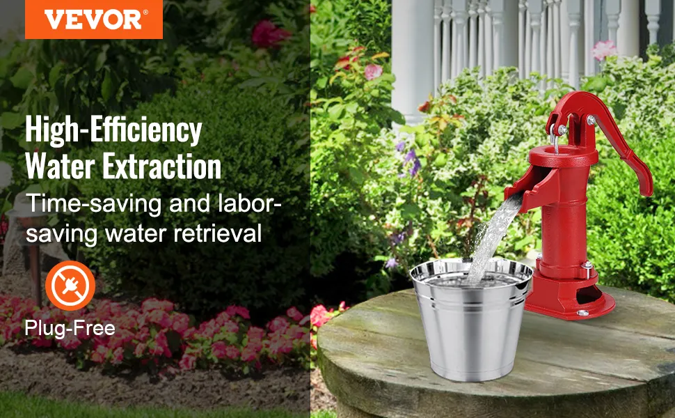 VEVOR Antique Well Hand Pitcher Pump, 25 ft Maximum Lift, Cast Iron ...