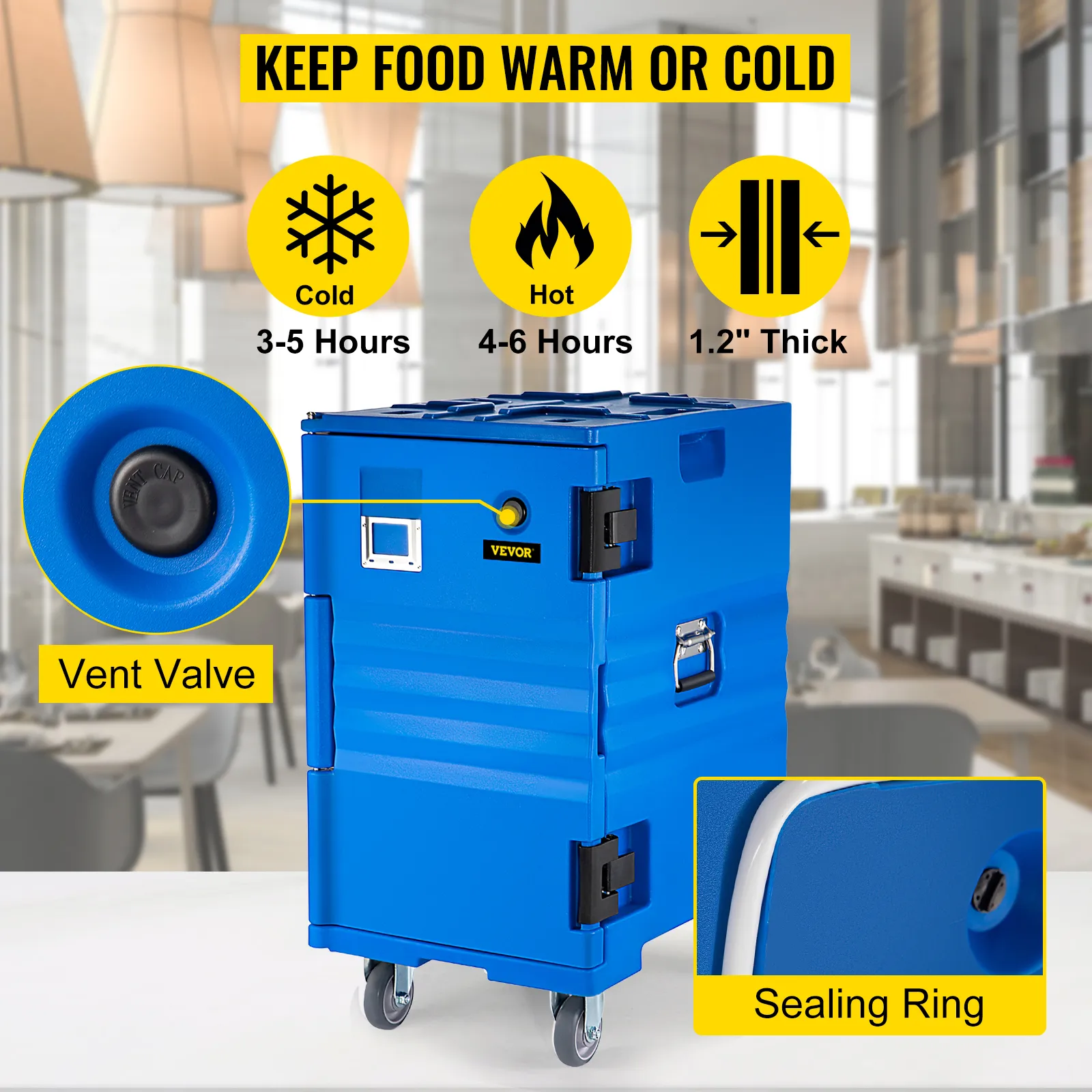 VEVOR Insulated Food Pan Carrier, 109 Qt Hot Box for Catering, LLDPE ...