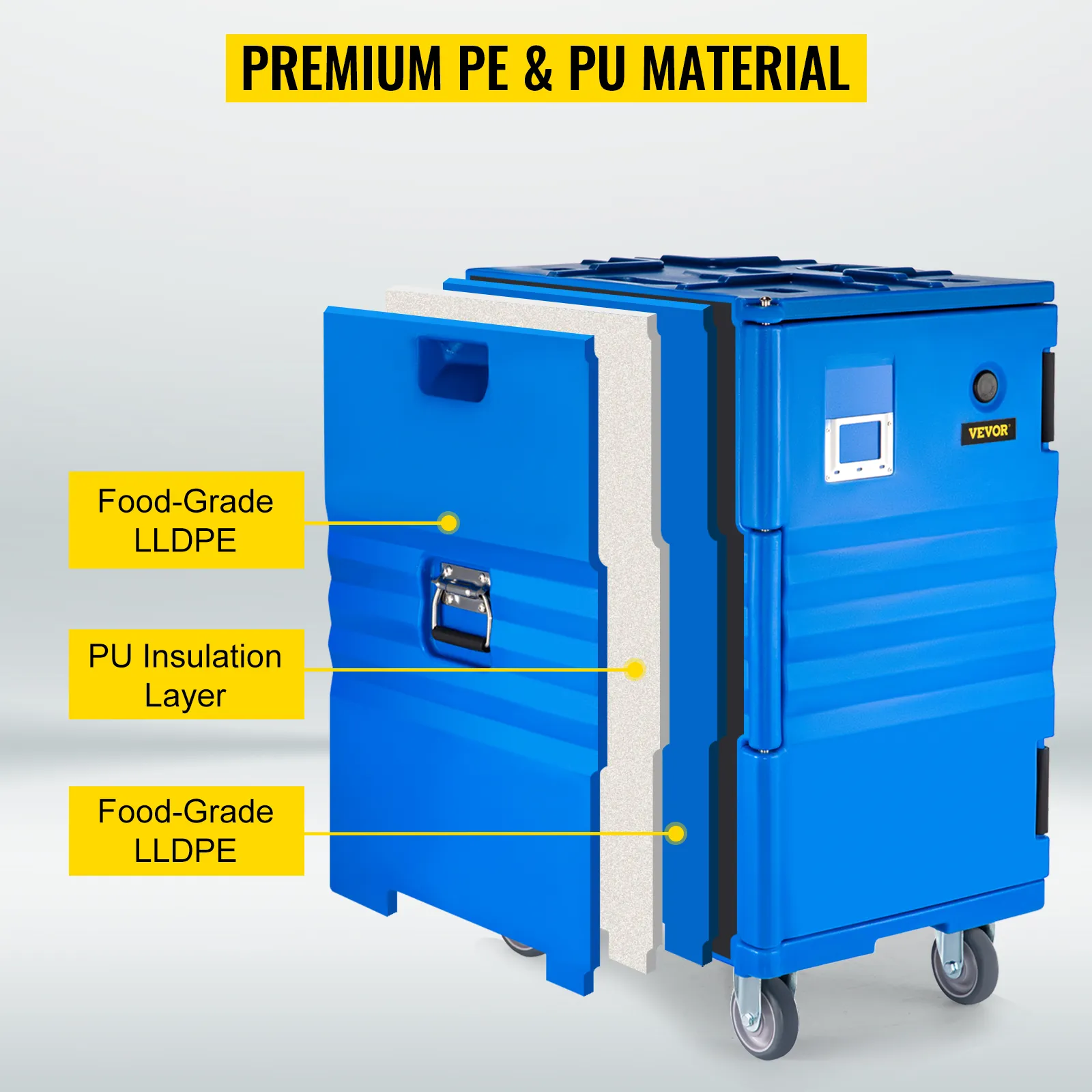 VEVOR Insulated Food Pan Carrier, 109 Qt Hot Box for Catering, LLDPE ...