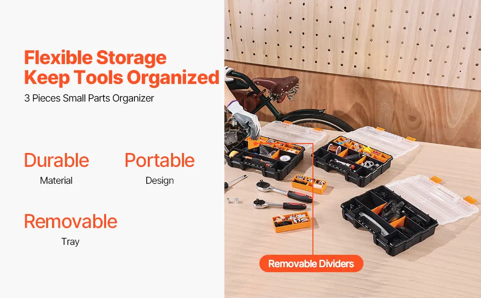 VEVOR 3-Pack Small Parts Organizer, 21 Compartments Tools Organizer Box ...