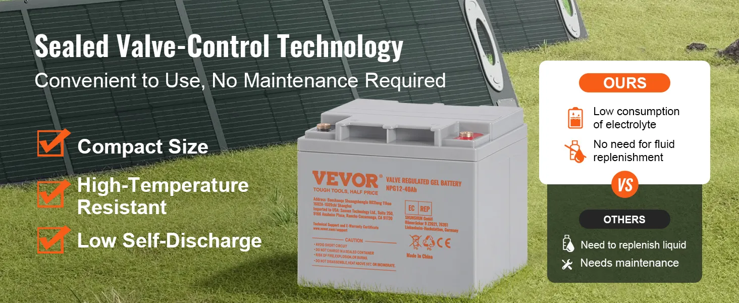 VEVOR Deep Cycle Battery, 12V 40AH, AGM Marine Rechargeable Battery ...