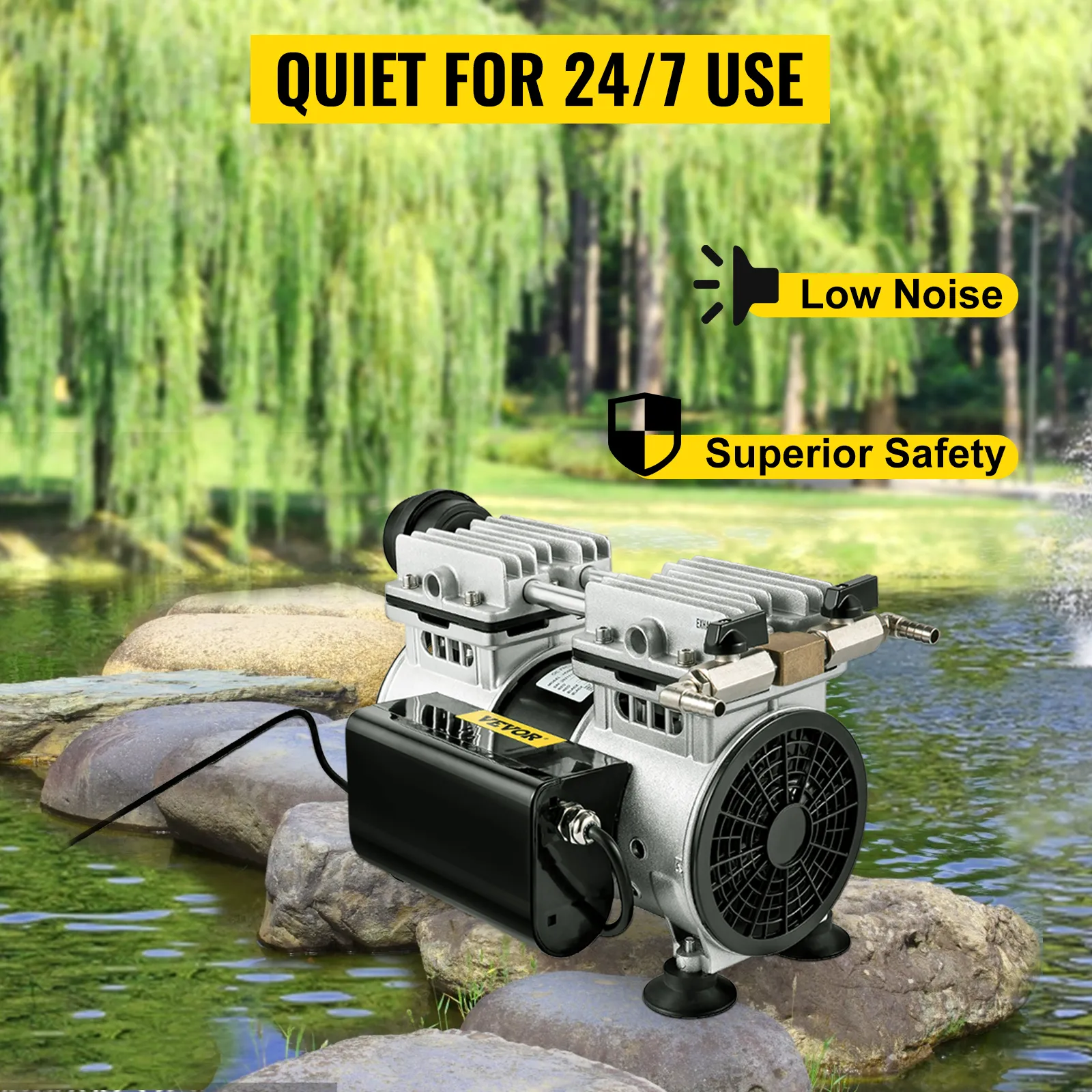 VEVOR Pond Aerator, for Up to 3 Acres, Lake Aeration System with 3/4 HP ...