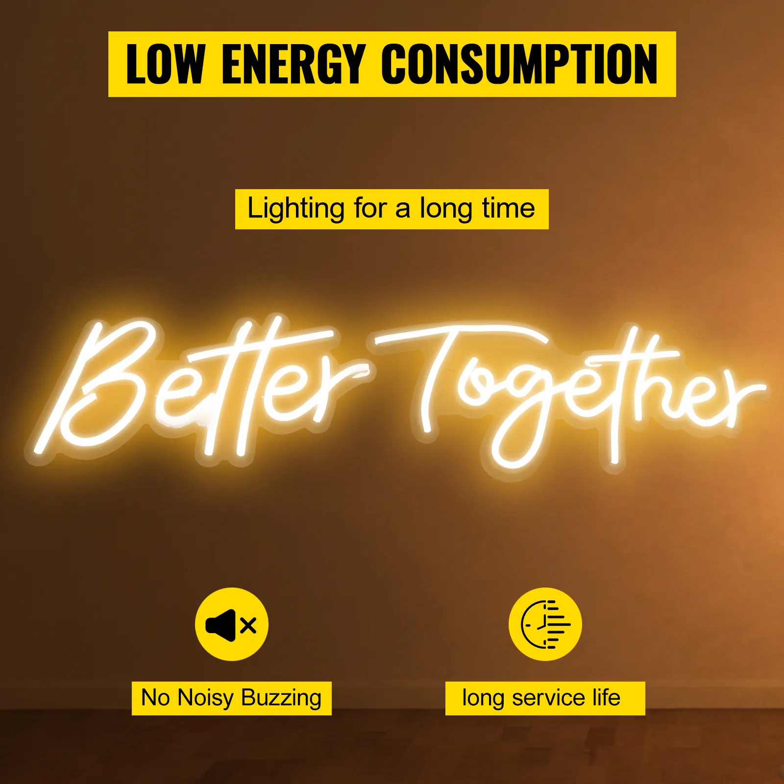VEVOR Better Together Neon Sign, 13" x 7" +18" x 8" Warm White LED ...