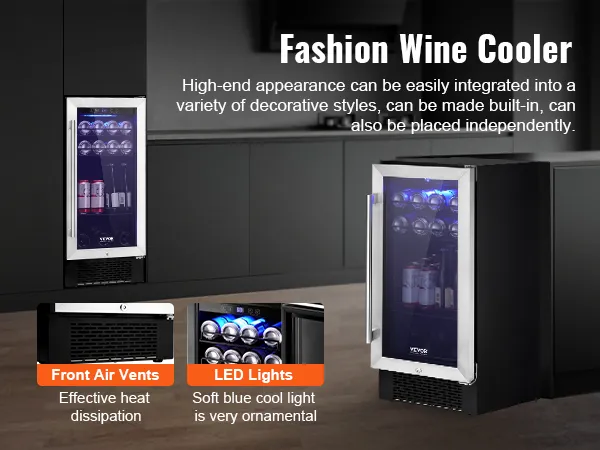 VEVOR Wine Cooler, 96 Cans Capacity Under Counter Built-in or ...