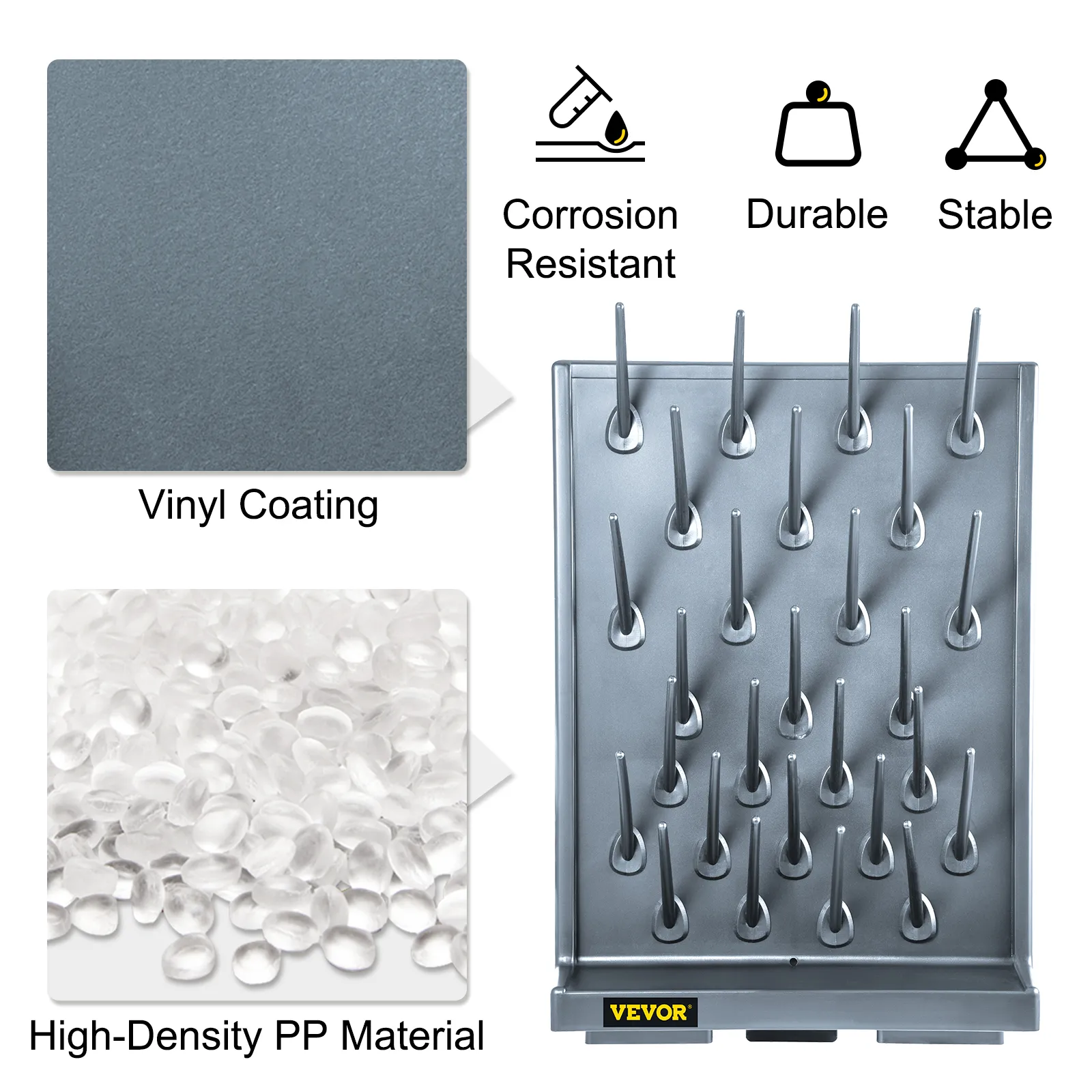 VEVOR Drying Rack Lab Glassware Rack PP Material Glassware Drying Rack ...