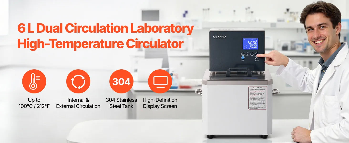 VEVOR Laboratory High-Temperature Circulating Oil Bath, Up to 100℃/212 ...