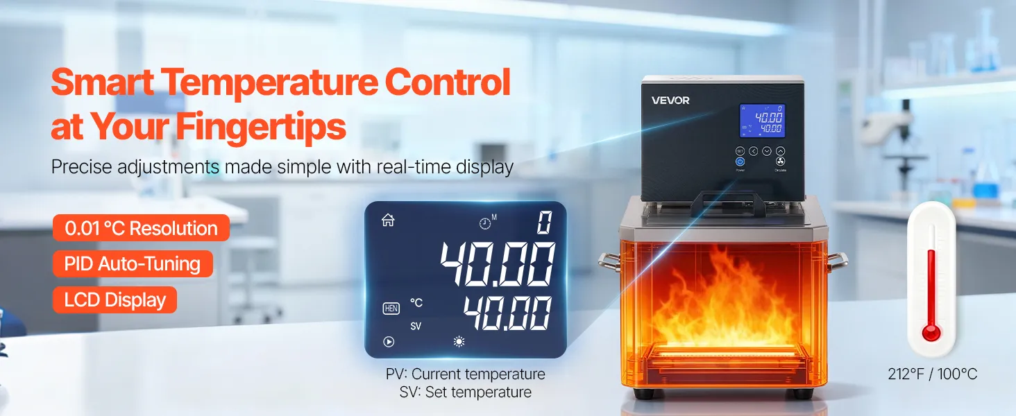 VEVOR Laboratory High-Temperature Circulating Oil Bath, Up to 100℃/212 ...