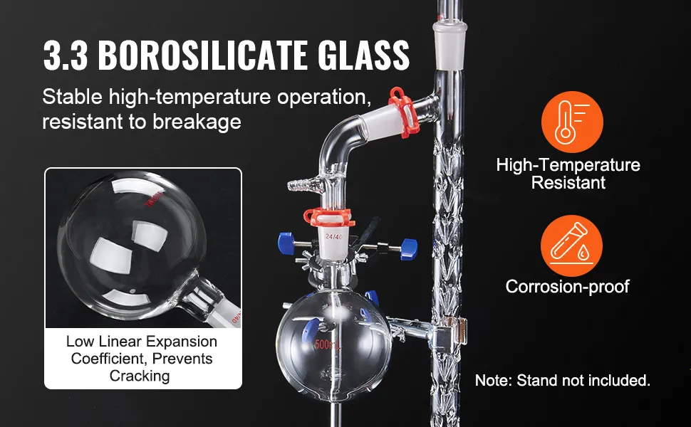 VEVOR Lab Distillation Kit, 3.3 Boro Lab Glassware Distillation Kit ...