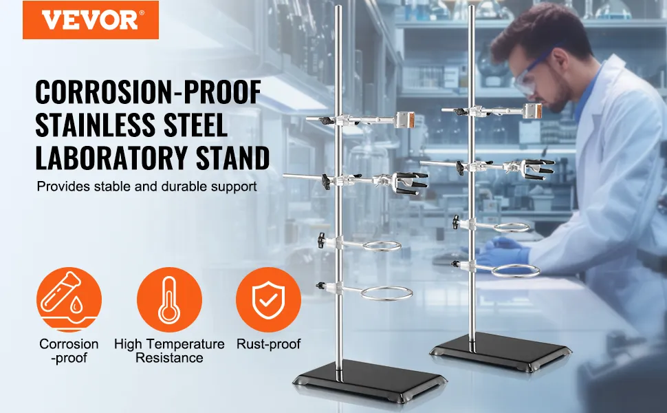 VEVOR Lab Stand Support, Laboratory Retort Support Stand 2 Sets, Steel ...