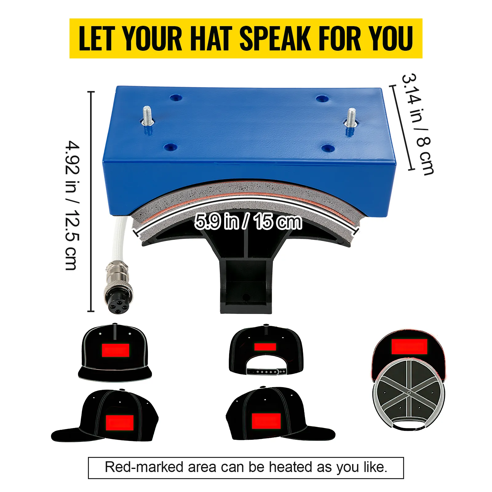 VEVOR Attachment Silica Gel Hat Cap Curved Heating Element Press Mat ...