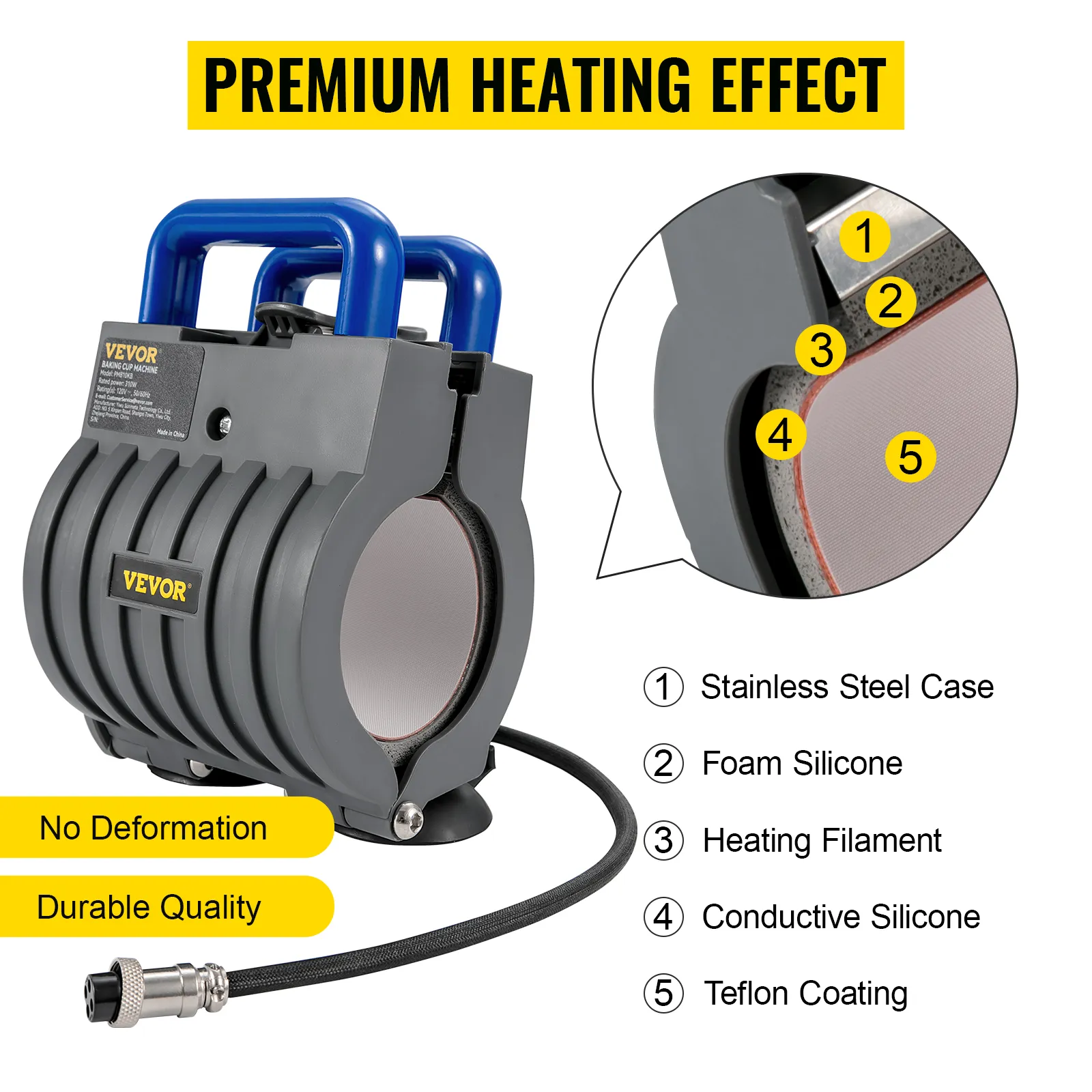 VEVOR Cup Heat Press Attachment, 11oz Mug Heating Transfer Element for ...