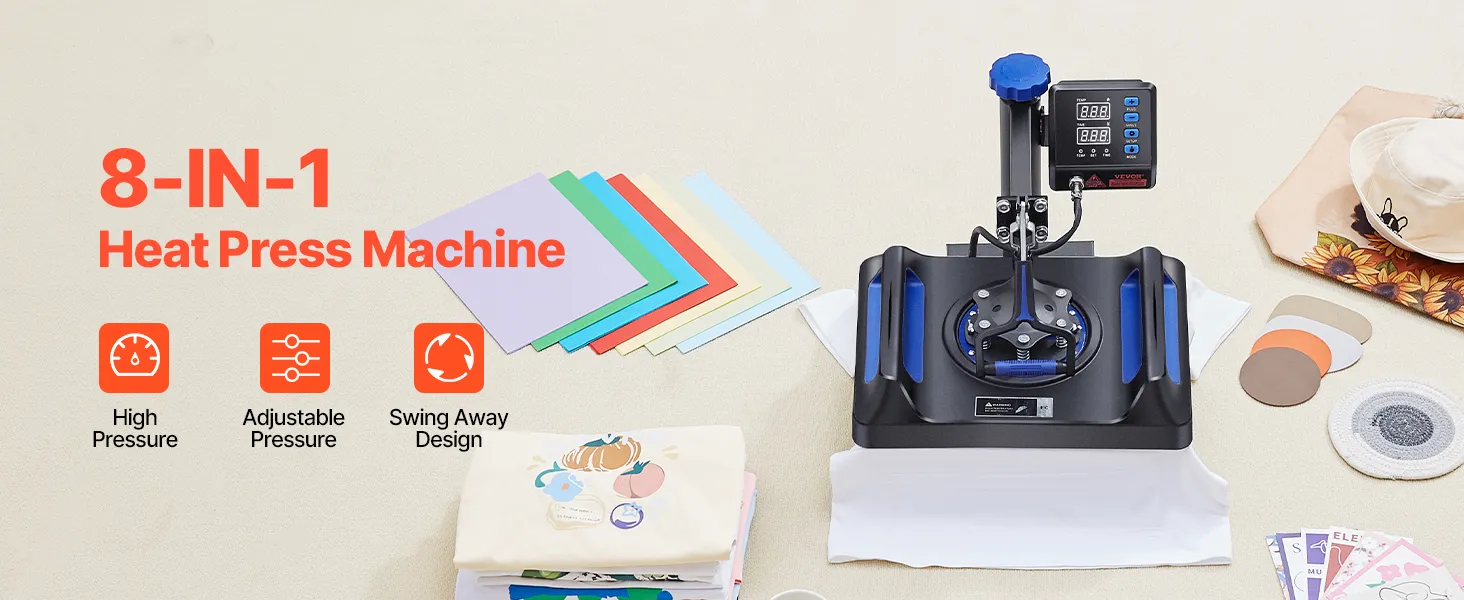 VEVOR Heat Press Machine 12 x 15 Inch 8 in 1 Heat Press Sublimation ...
