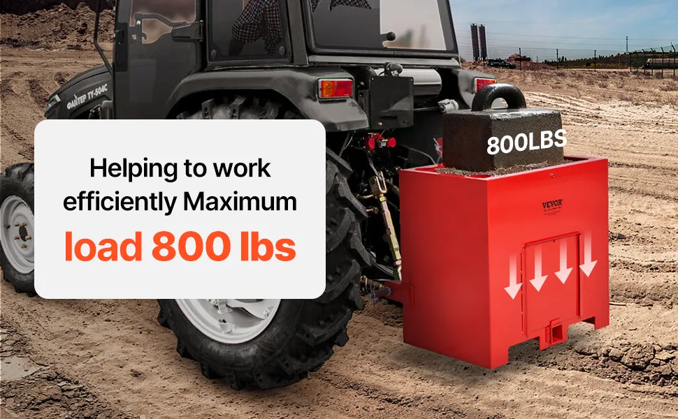 VEVOR 3 Point Ballast Box – 800 lb, 3-Point Hitch, 27"x25”