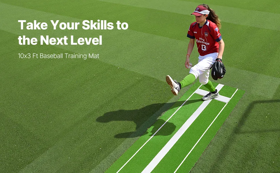 VEVOR Softball Pitching Mat, 10' x 3' Softball Pitching Mound, Antislip ...