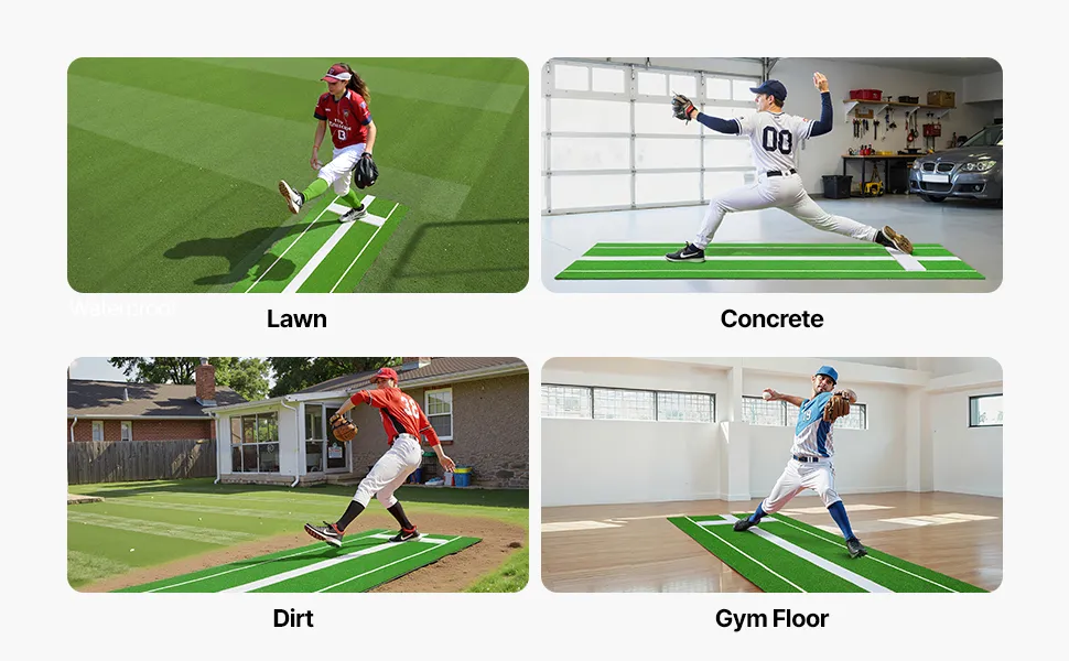 VEVOR Softball Pitching Mat, 10' x 3' Softball Pitching Mound, Antislip ...