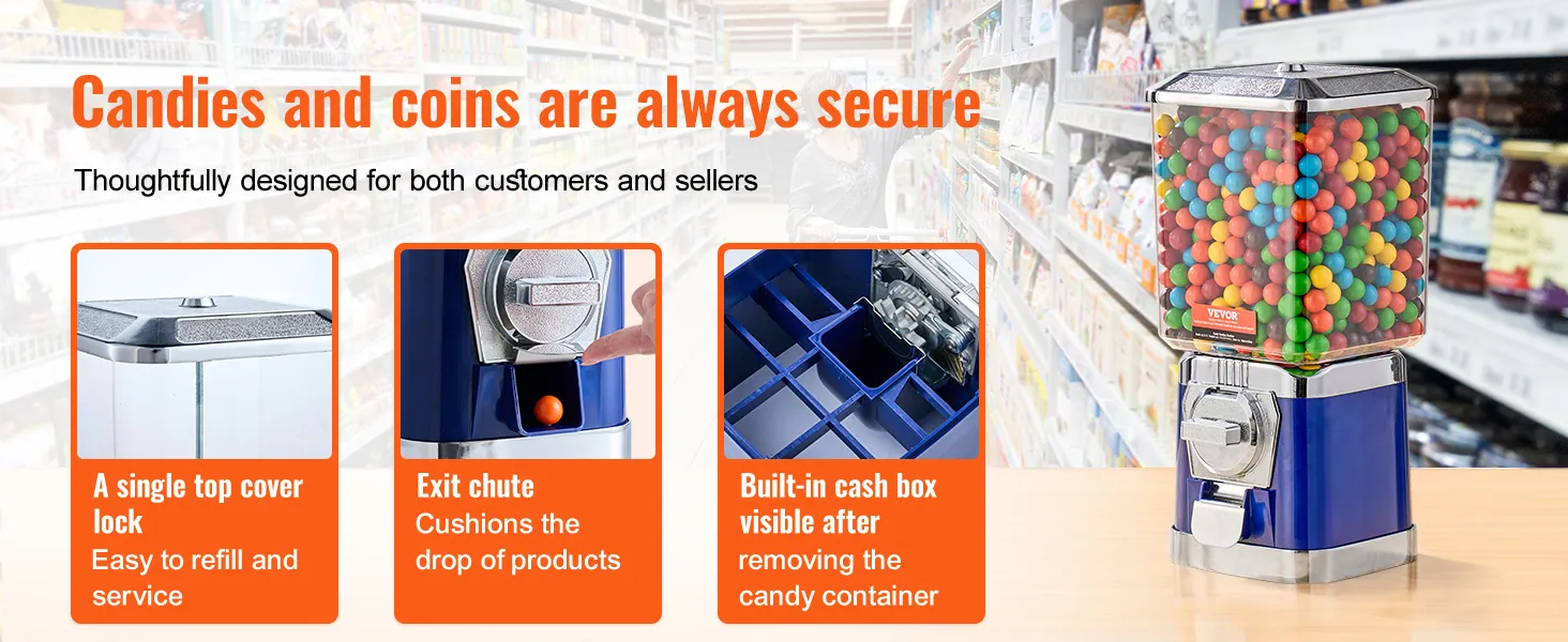 VEVOR 17"H Gumball Machine Vending Coin Bank Vintage Candy Dispenser PC ...
