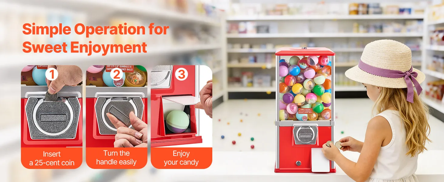 VEVOR Commercial Gumball Machine – 21", 180 Capacity, 25¢