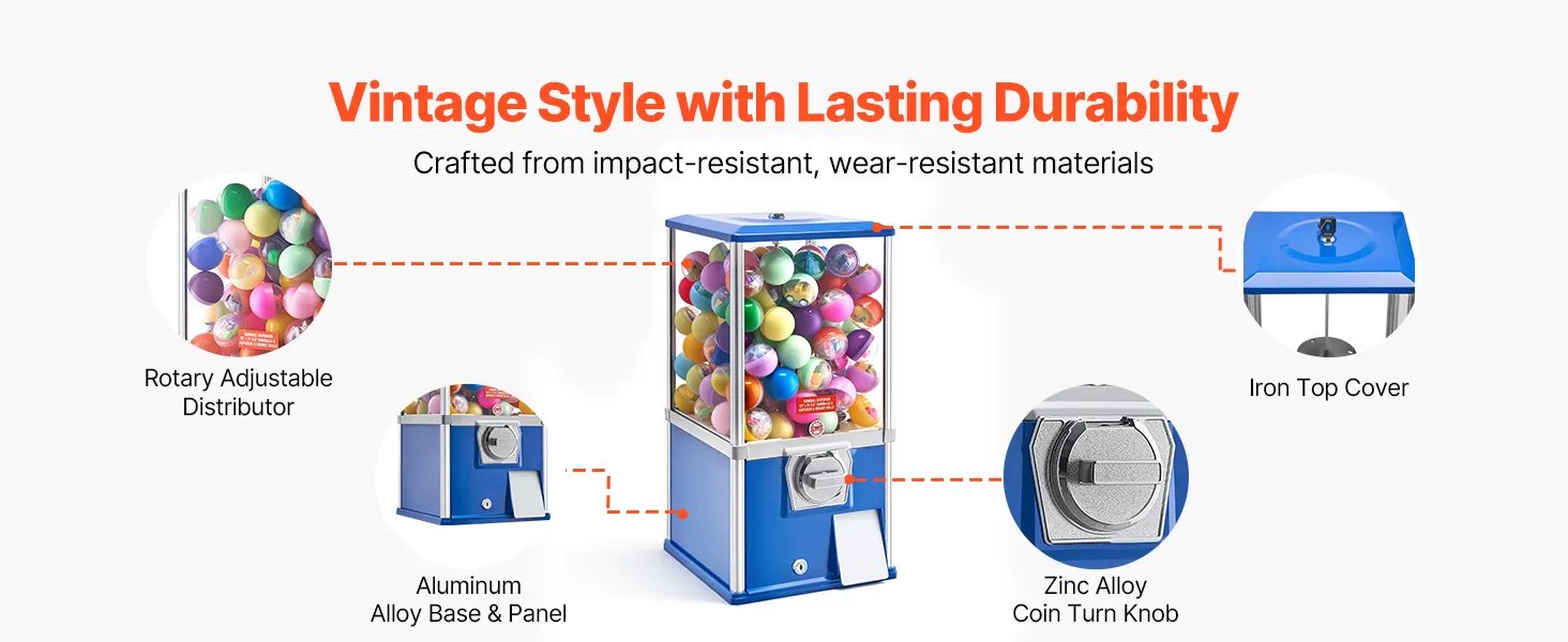 VEVOR Gumball Machine, 21 inch Height Candy Vending Machine Dispenser ...