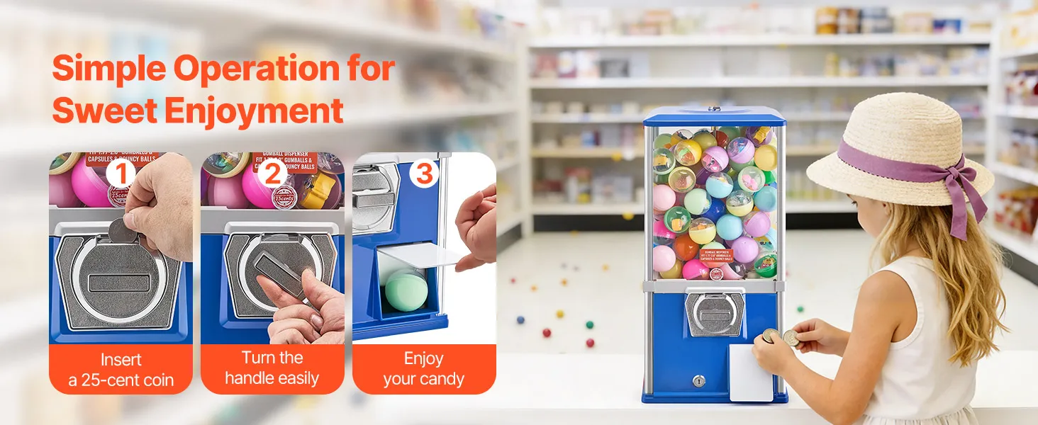 VEVOR Gumball Machine, 21 inch Height Candy Vending Machine Dispenser ...