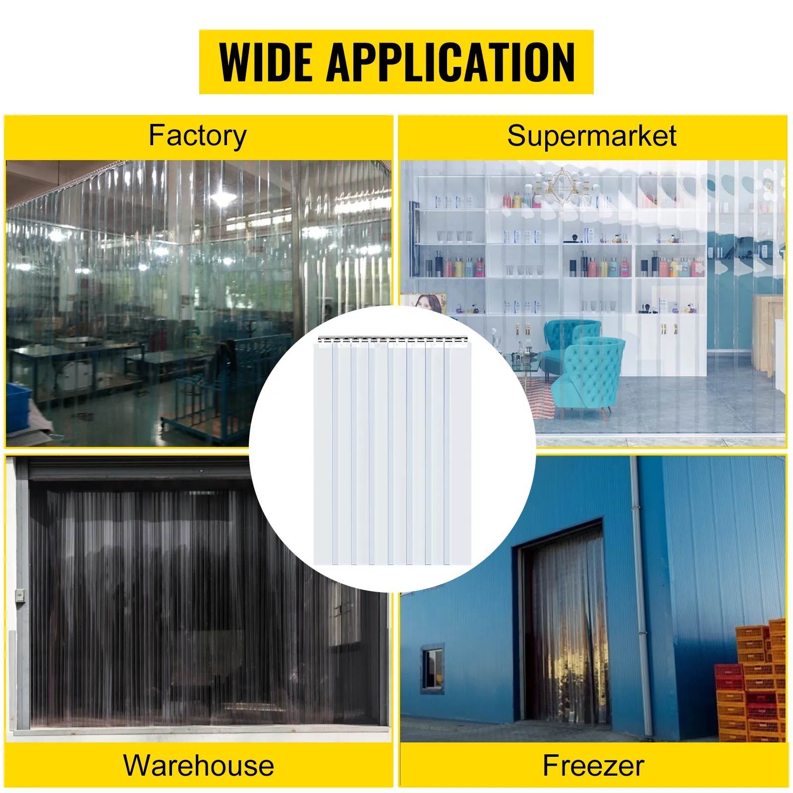 VEVOR Plastic Curtain, 4ft Width x 8ft Height Plastic Strip Curtain ...
