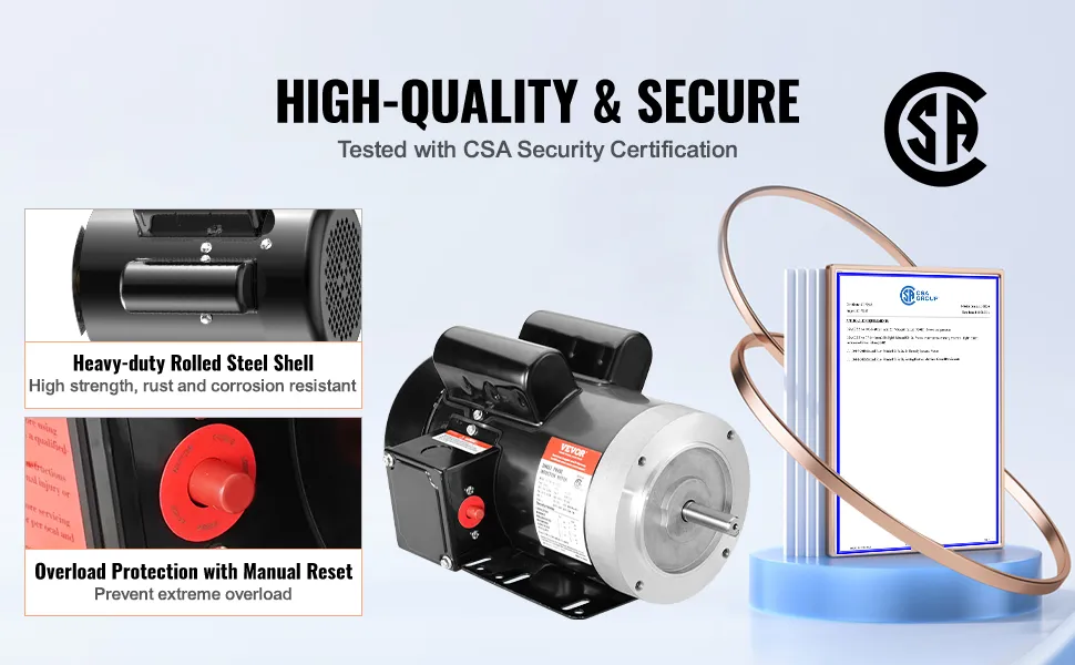 VEVOR 2HP Electric Motor 1725 rpm, AC 115V/230V, 56C Frame, Air ...